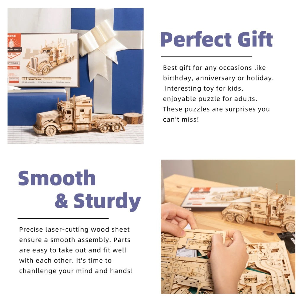 Robotime 3D Wooden DIY Model 1:40 Puzzle Mechanical Gear Kit Heavy Tru ...